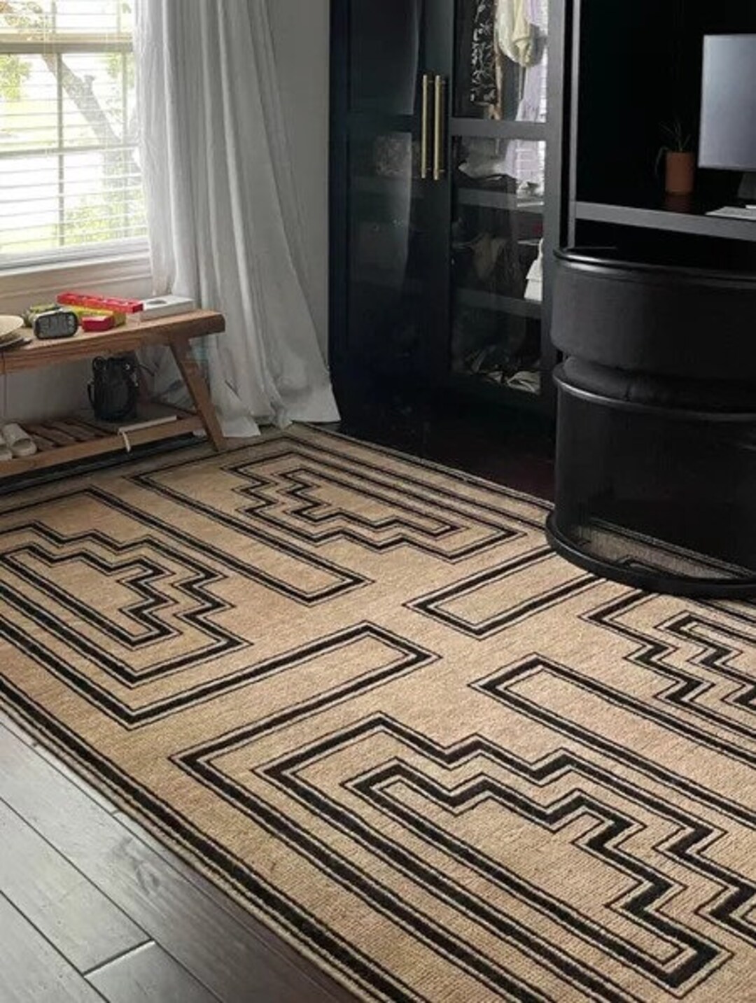 Handwoven Jute Area Rug for Living Room Area Boho Decor Wool Jute Kilim ...