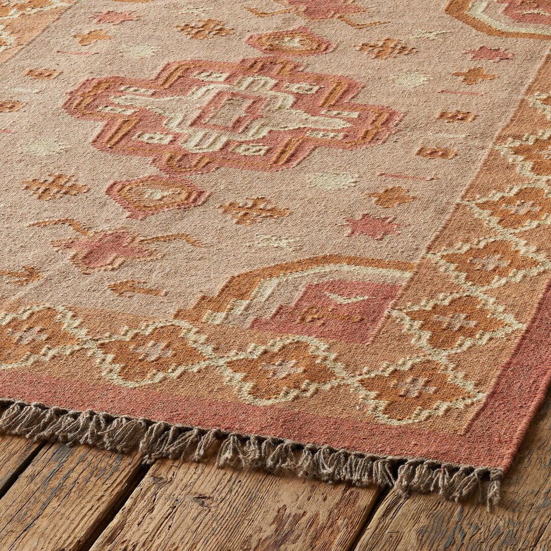 Handwoven Wool Jute Kilim Rug: Bohemian Indian Dhurrie - Etsy