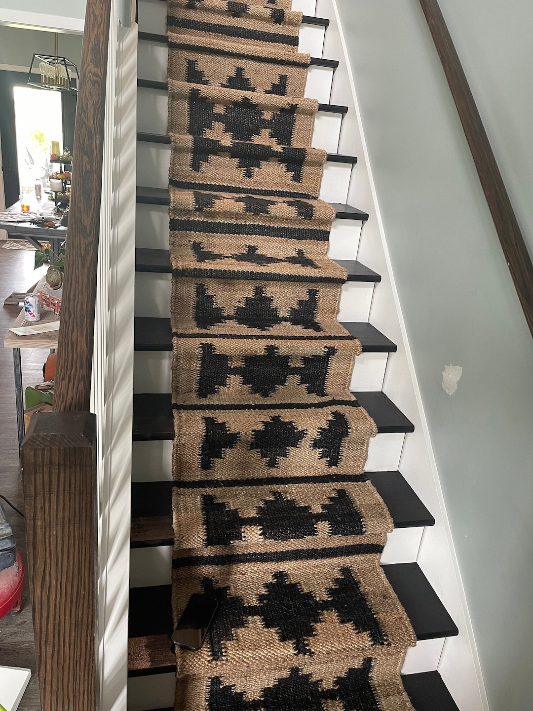Handwoven Jute Runner Rug: Black Hemp Stair Carpet, 2x15 - Etsy