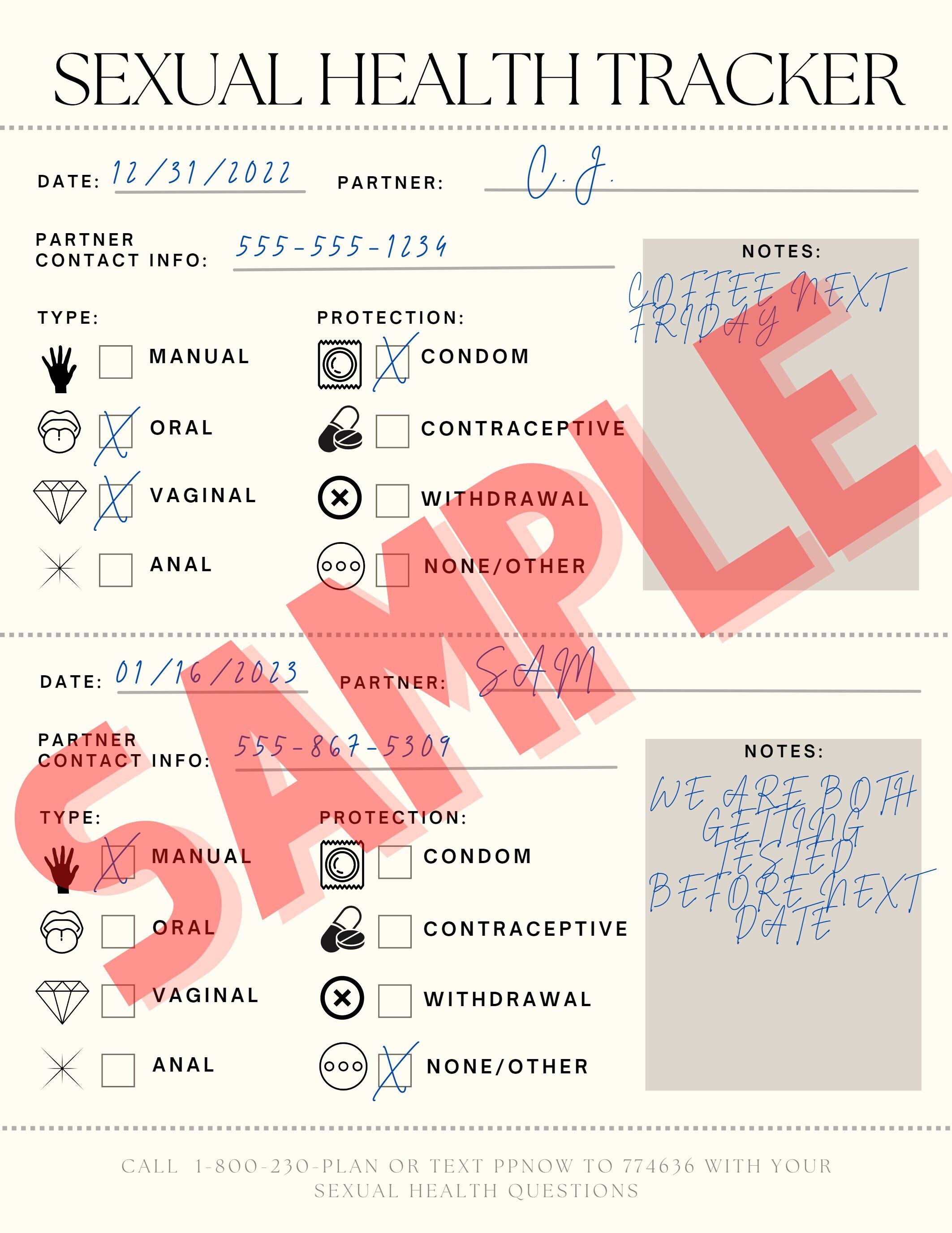 Sexual Health Tracker Instant Download Printable Intimacy Log for Men ...
