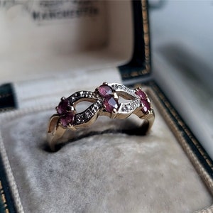 STUNNING Vintage 9ct Gold Ruby Diamond Twist Ring. 9ct Gold Diamond ...