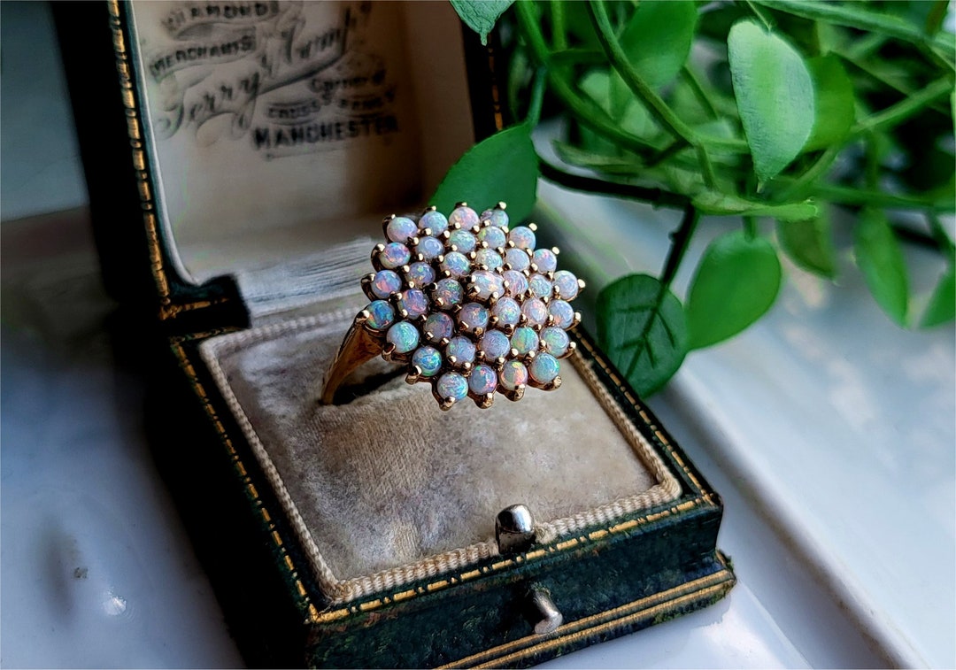 1980s Vinage 9ct Gold Opal Cluster Ring, STATEMENT Ring, Packed FULL of ...