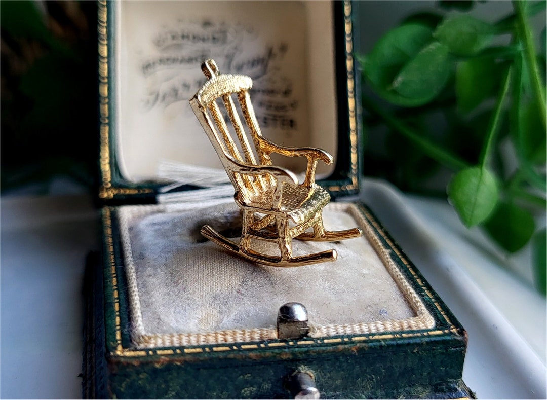 QUALITY Vintage 9ct Gold Rocking Chair Charm. 9ct Gold Chair Charm. 9ct ...