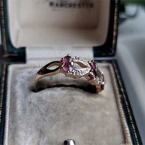 STUNNING Vintage 9ct Gold Ruby Diamond Twist Ring. 9ct Gold Diamond ...