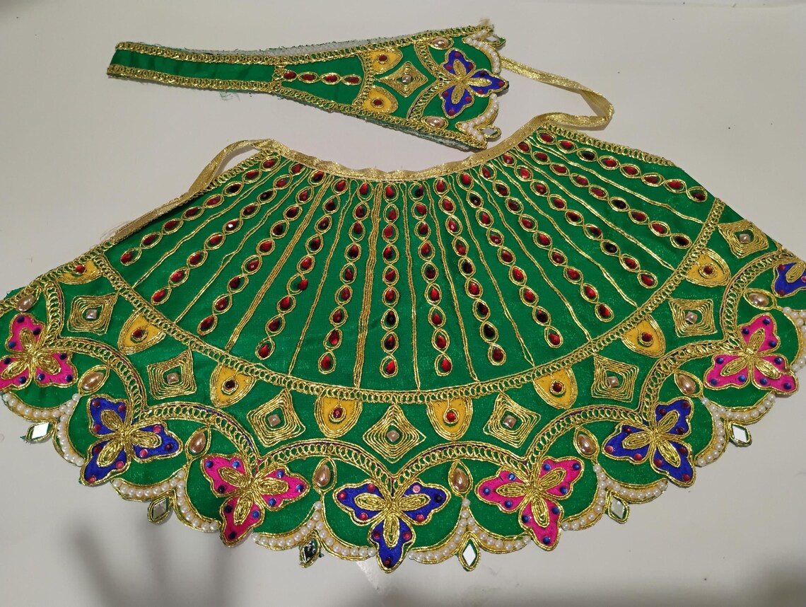 Beautiful Lehenga Patka Set for Mata Rani | Ganesh Ji | Mukut | Dress ...