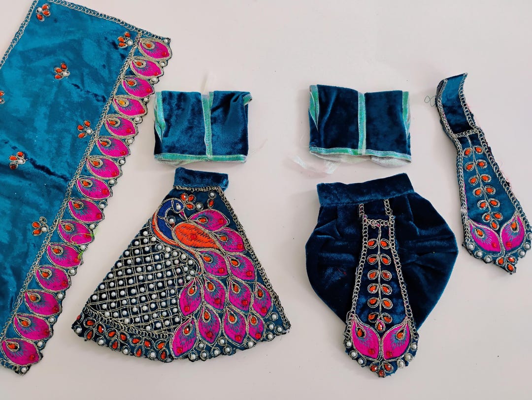 Peacock Radha Krishna , Yugal Jodi Dress - Sizes 7" and 9" | Velvet ...