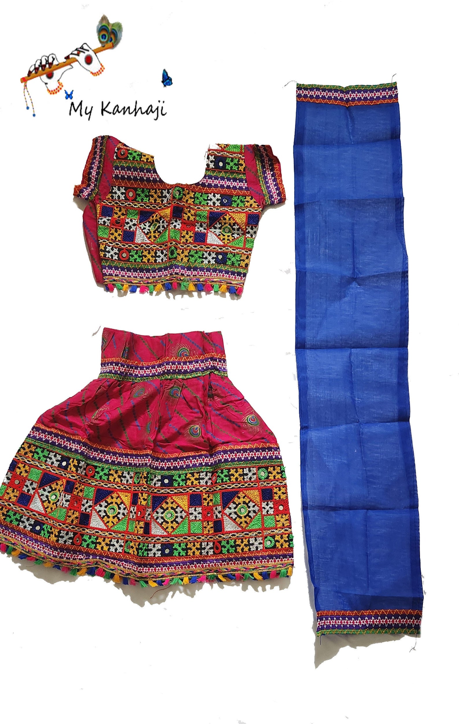 Radha and Krishna Brocade Fabric Janmashtami | Radha Lehenga Chaniya ...
