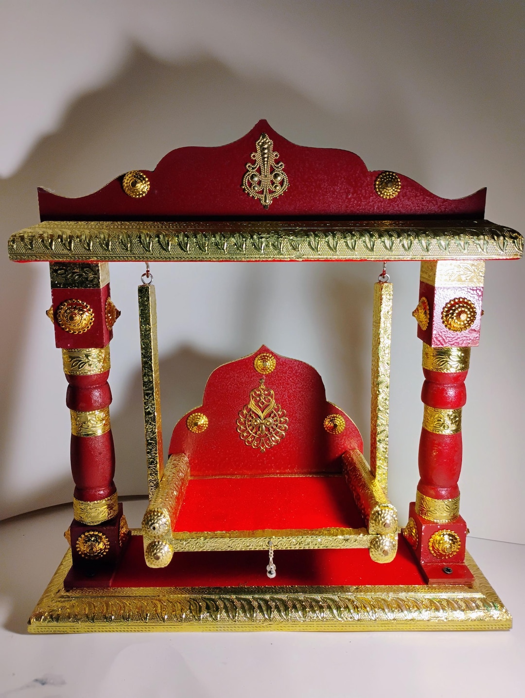 Large Heavy Laddu Gopal Jhula | Metal Jhula | Wooden Jhula 14in Height ...