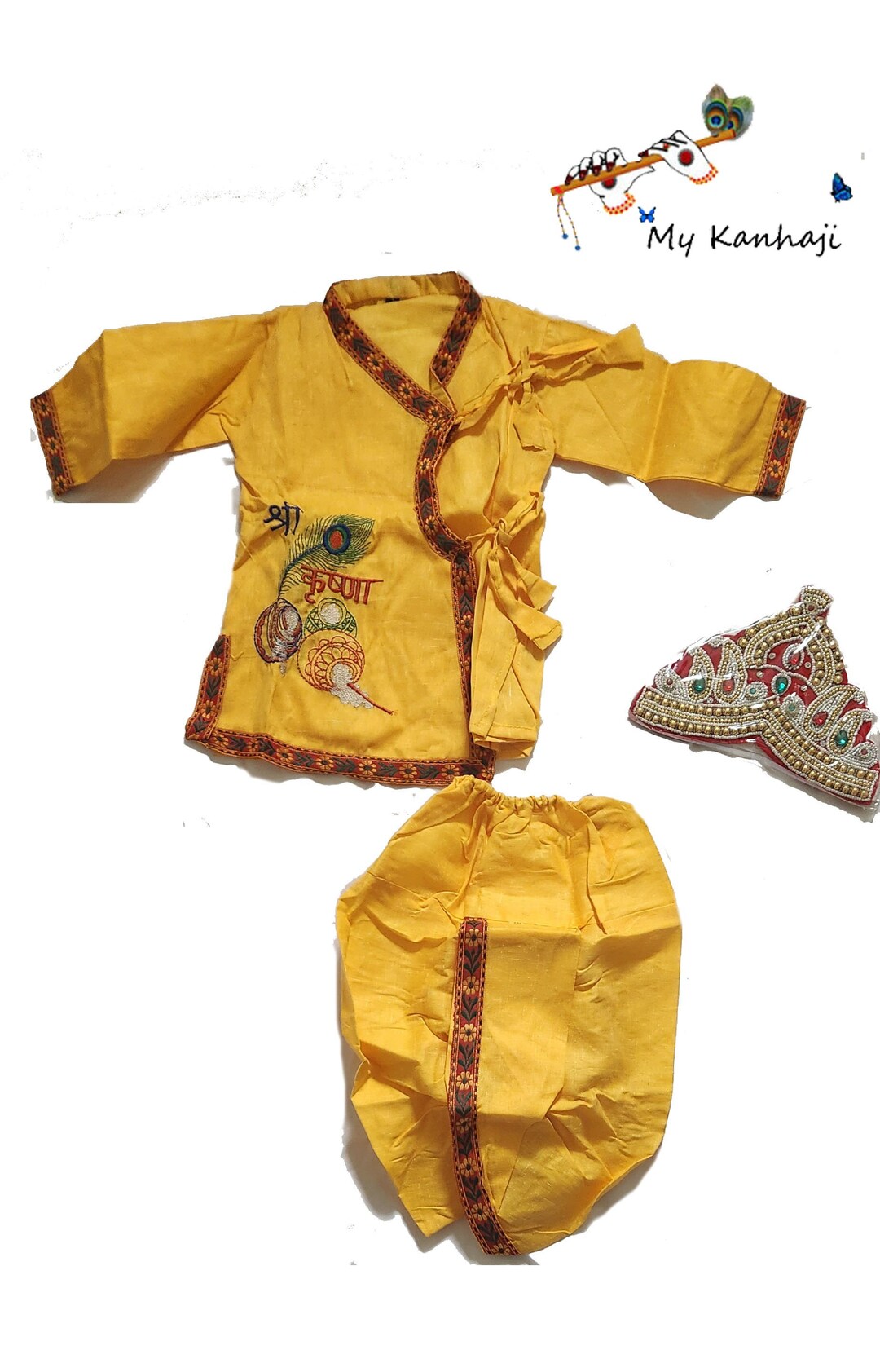 Boys Kids Krishna Style Dhoti Kurta Krishna Dress With Mukut Dhoti Top ...