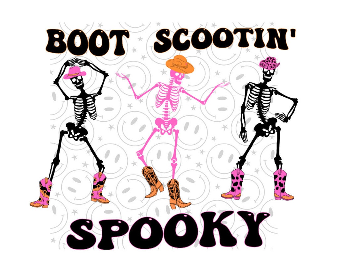 Boot Scootin' Spooky Skeleton Halloween Png - Etsy