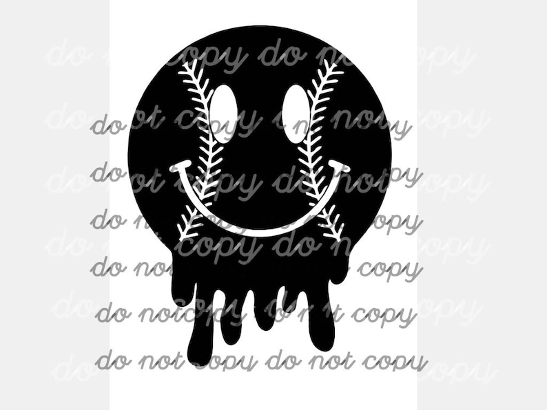 Baseball Melting Smiley Png/svg Original - Etsy