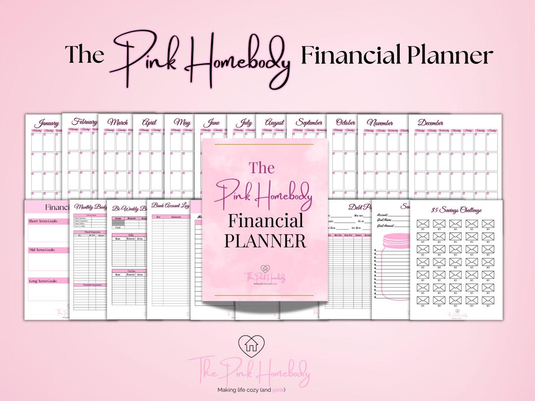 Pink Financial Planner | Monthly Budget, Bill, Debt Tracker (PDF ...
