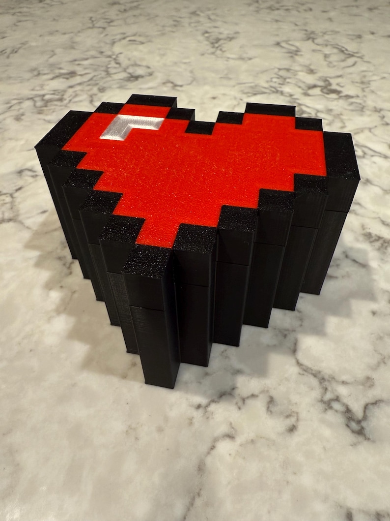 3D Printed Pixel Heart Box: Gamer Gift | Easter Basket Gift | Birthday ...