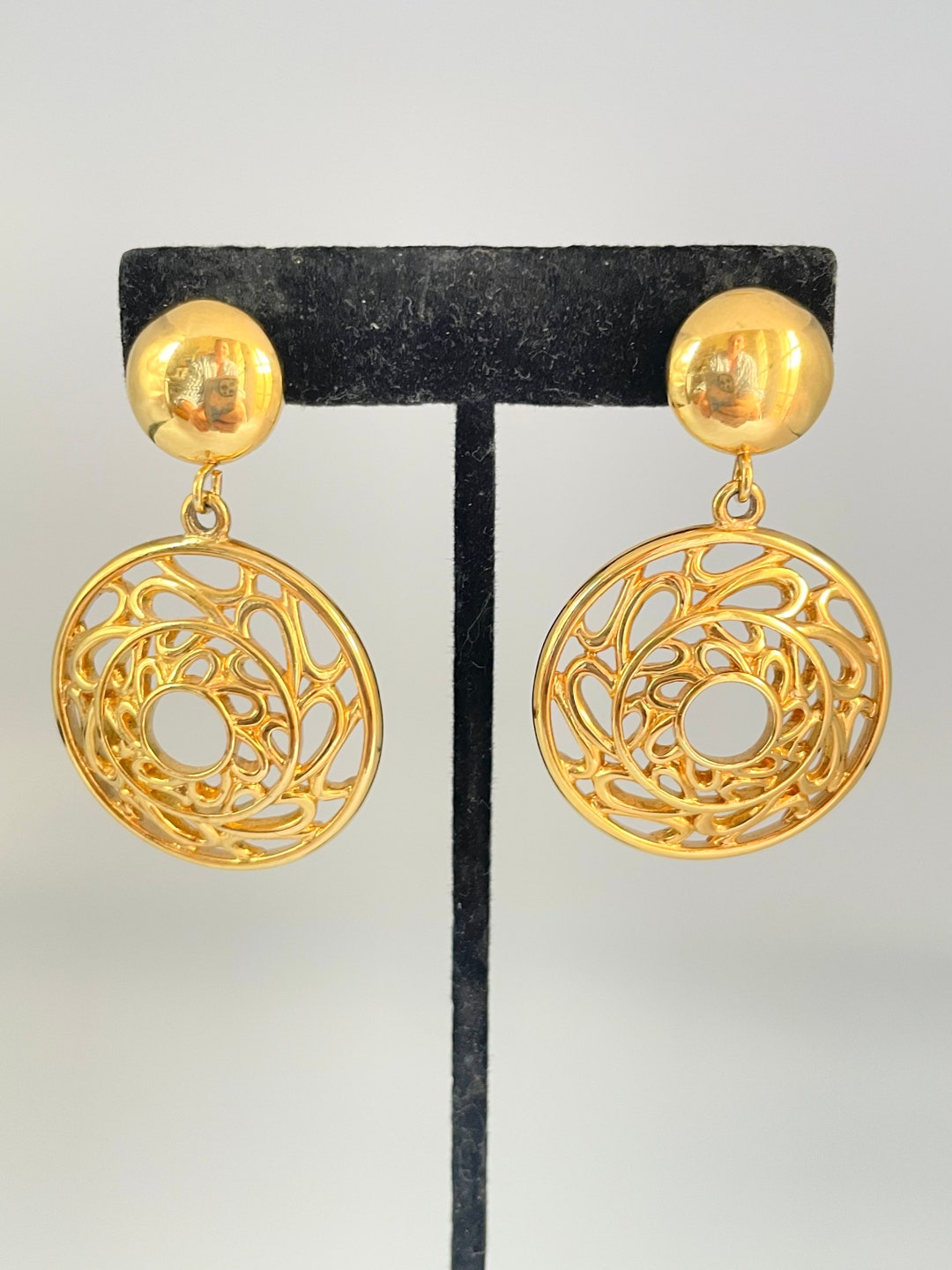 Vintage Monet Circle Earrings - Etsy