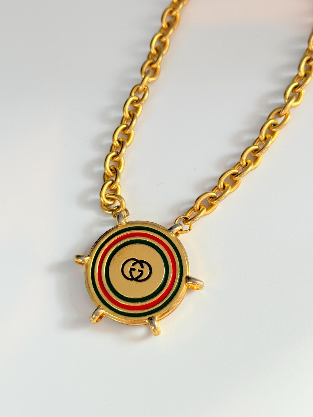 Vintage Gucci Logo Necklace - Etsy