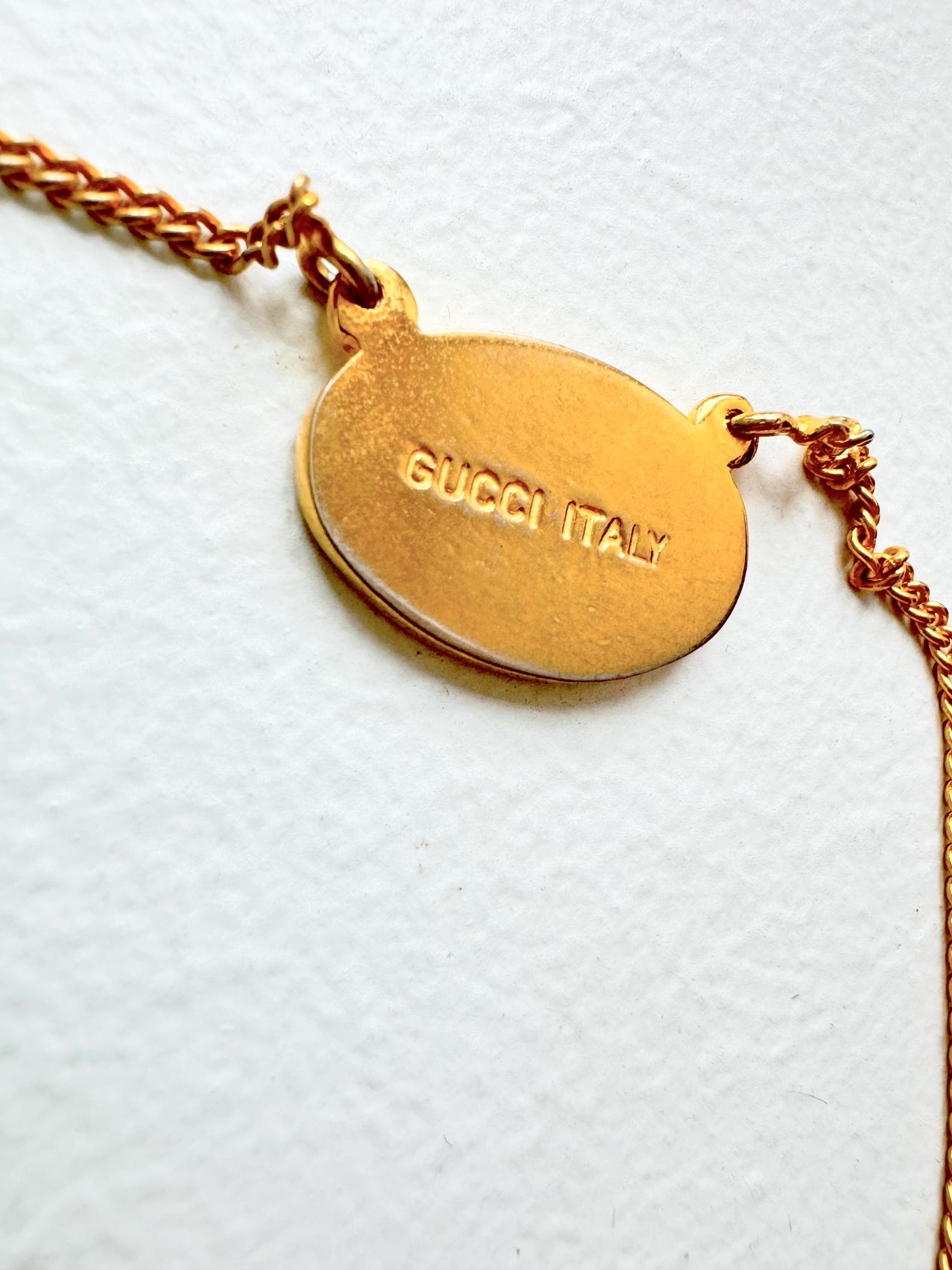 Vintage Gucci Logo Plaque Necklace - Etsy