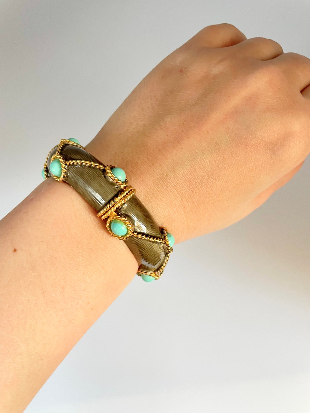 Kenneth Jay Lane Vintage Turquoise Cabochon Bracelet - Etsy