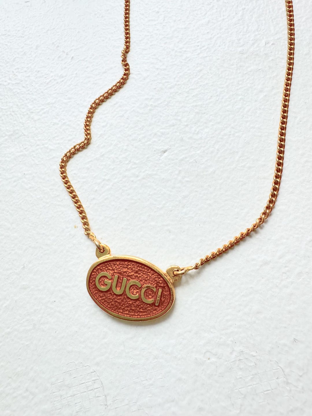 Vintage Gucci Logo Plaque Necklace - Etsy