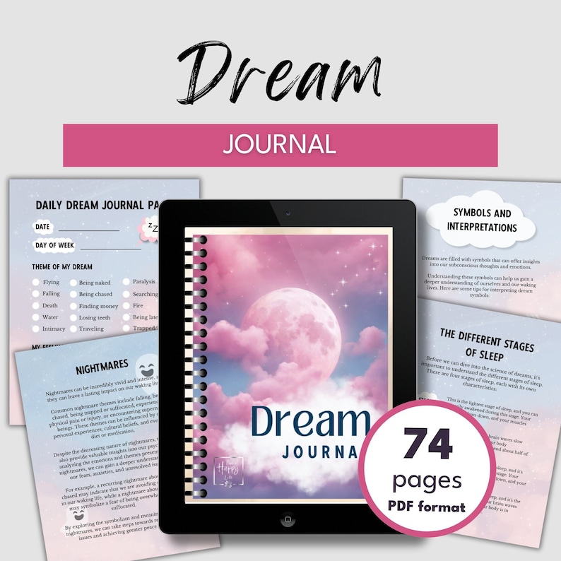 Dream Journal, Digital Download, Printable PDF, Dream Tracker - Etsy