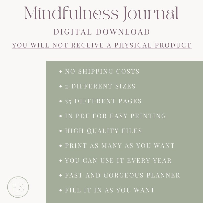 Mindfulness Journal Printable PDF, Journaling, Mental Health, Therapist ...