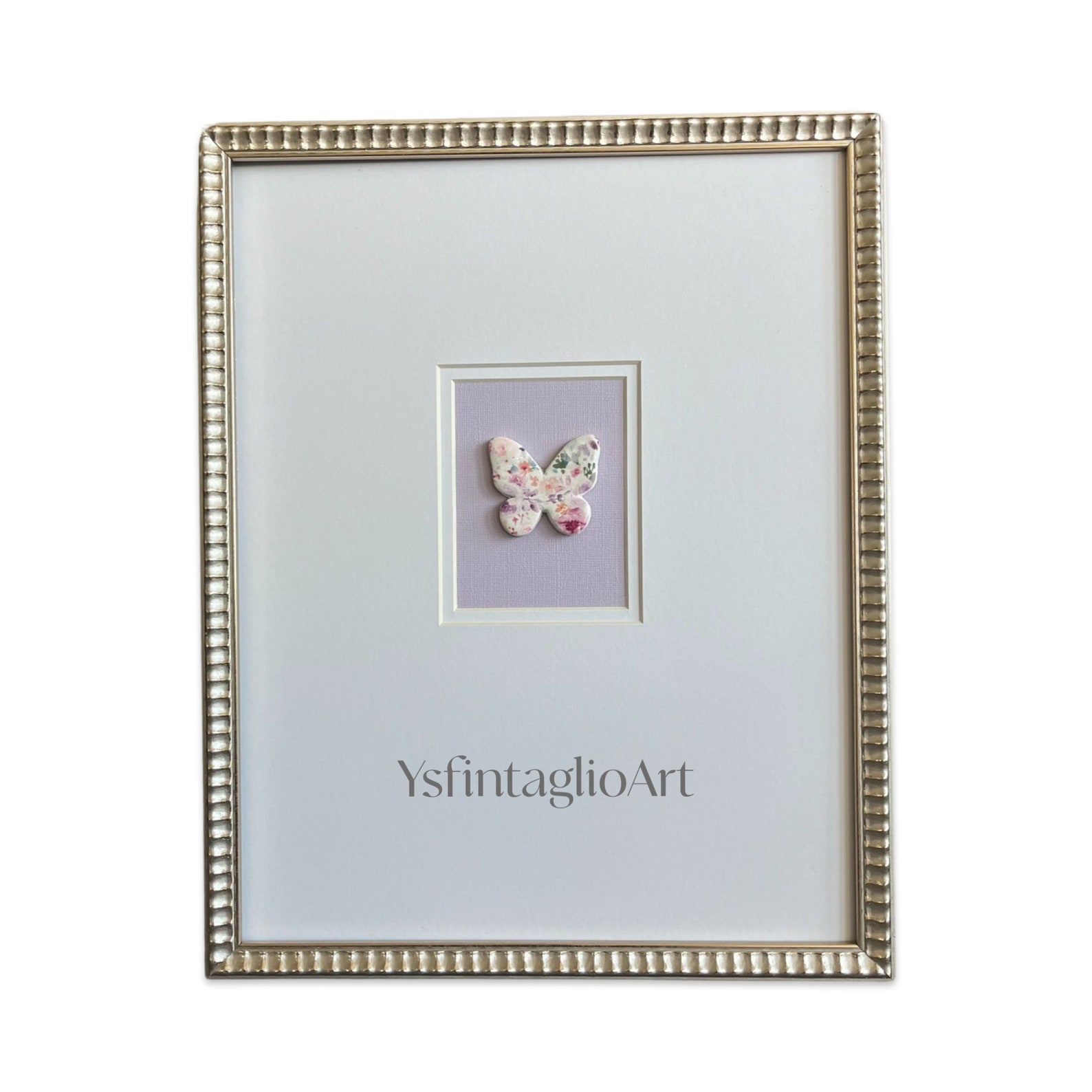 Handmade Floral Butterfly Intaglio: Champagne Gold Frame, Nursery Decor ...