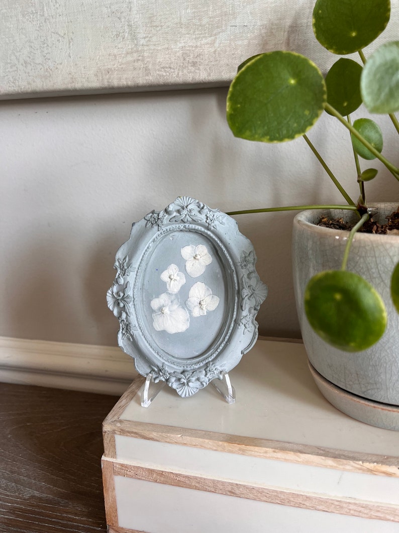 Antiqued Floral Plaster Frame: Miniature Blue & White Wall Decor - Etsy
