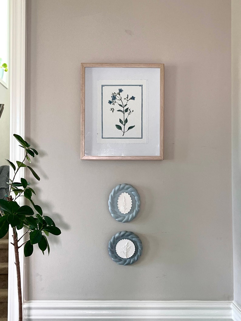 Blue and White Framed Floral Bas Relief Intaglios (holiday, Christmas ...