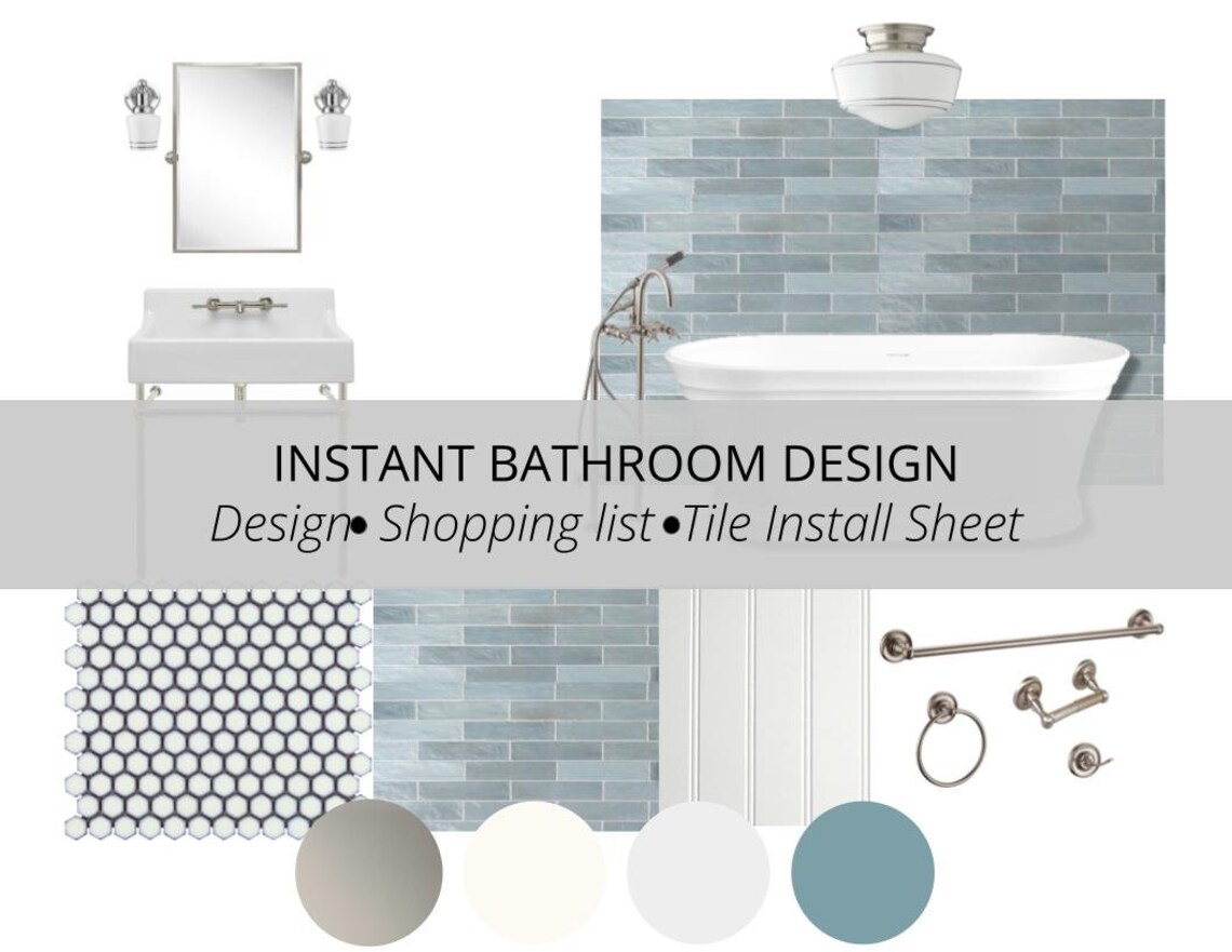 The Pearl Timeless Vintage | Budget Bathroom Design | Flexible E-design ...