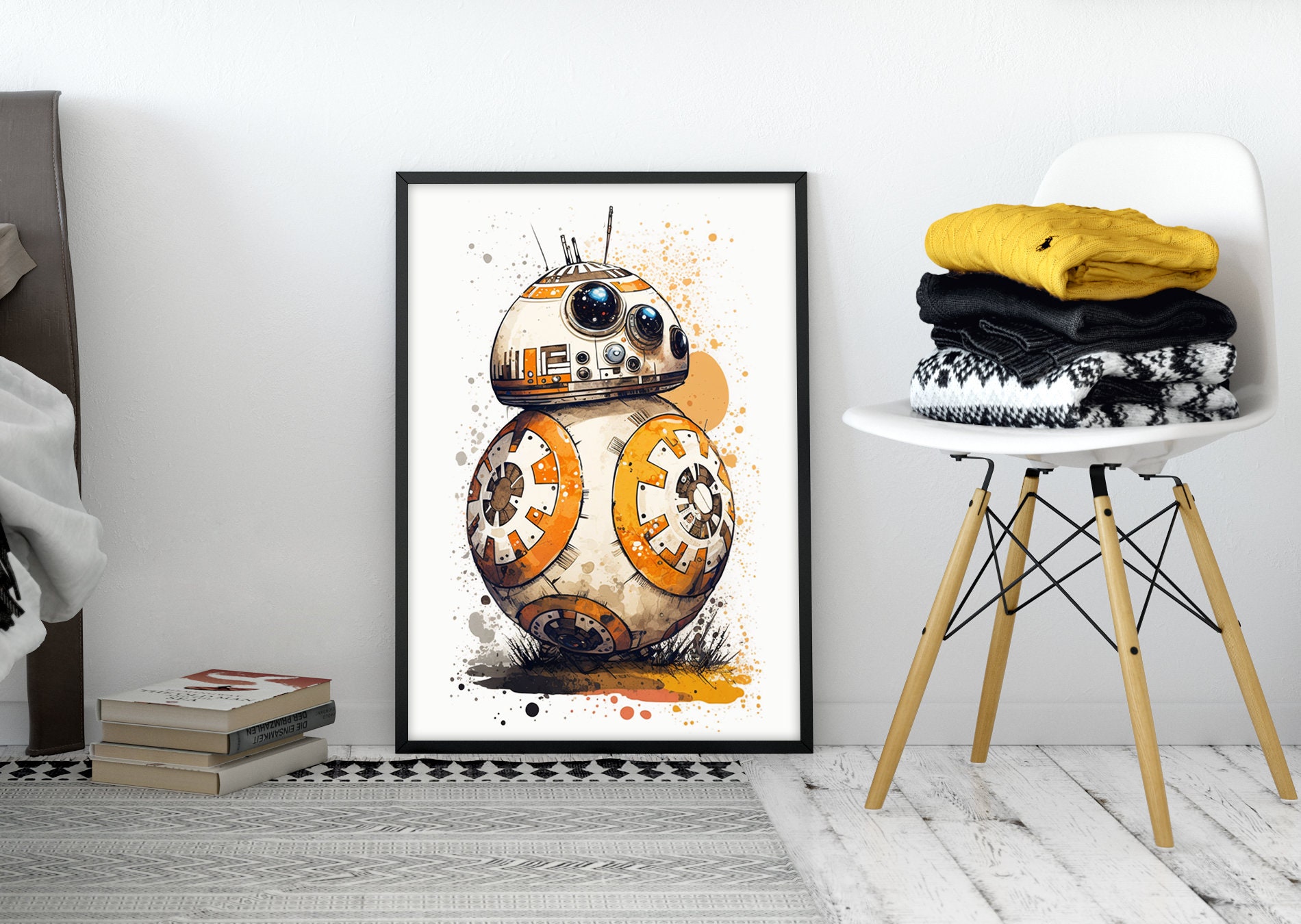 Watercolor BB-8 Poster | Ai-generated Art | Star Wars Theme | Star Wars | BB-8 Digital Print ...