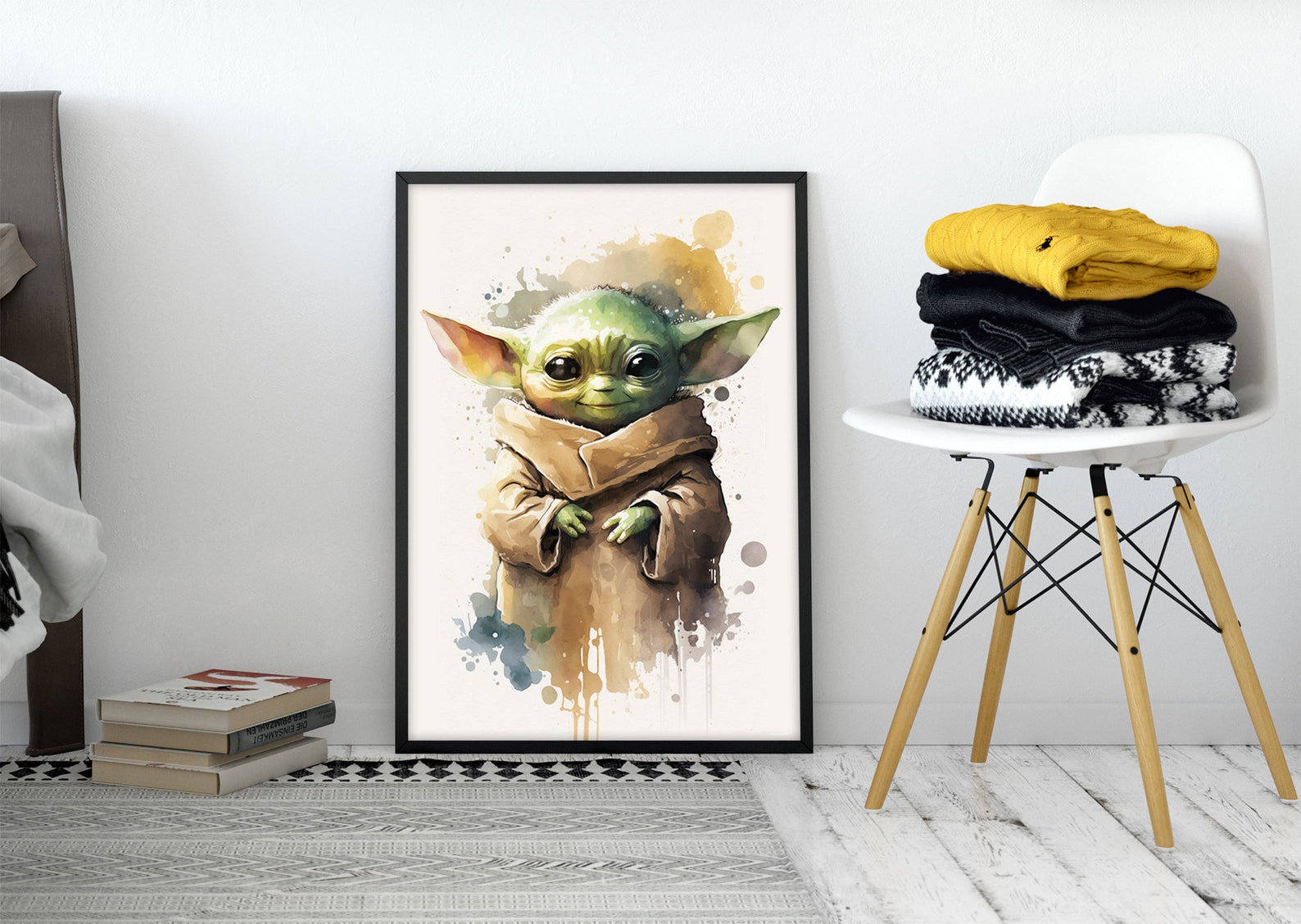 Watercolor Baby Yoda Grogu Poster | Ai-generated Art | Mandalorian ...