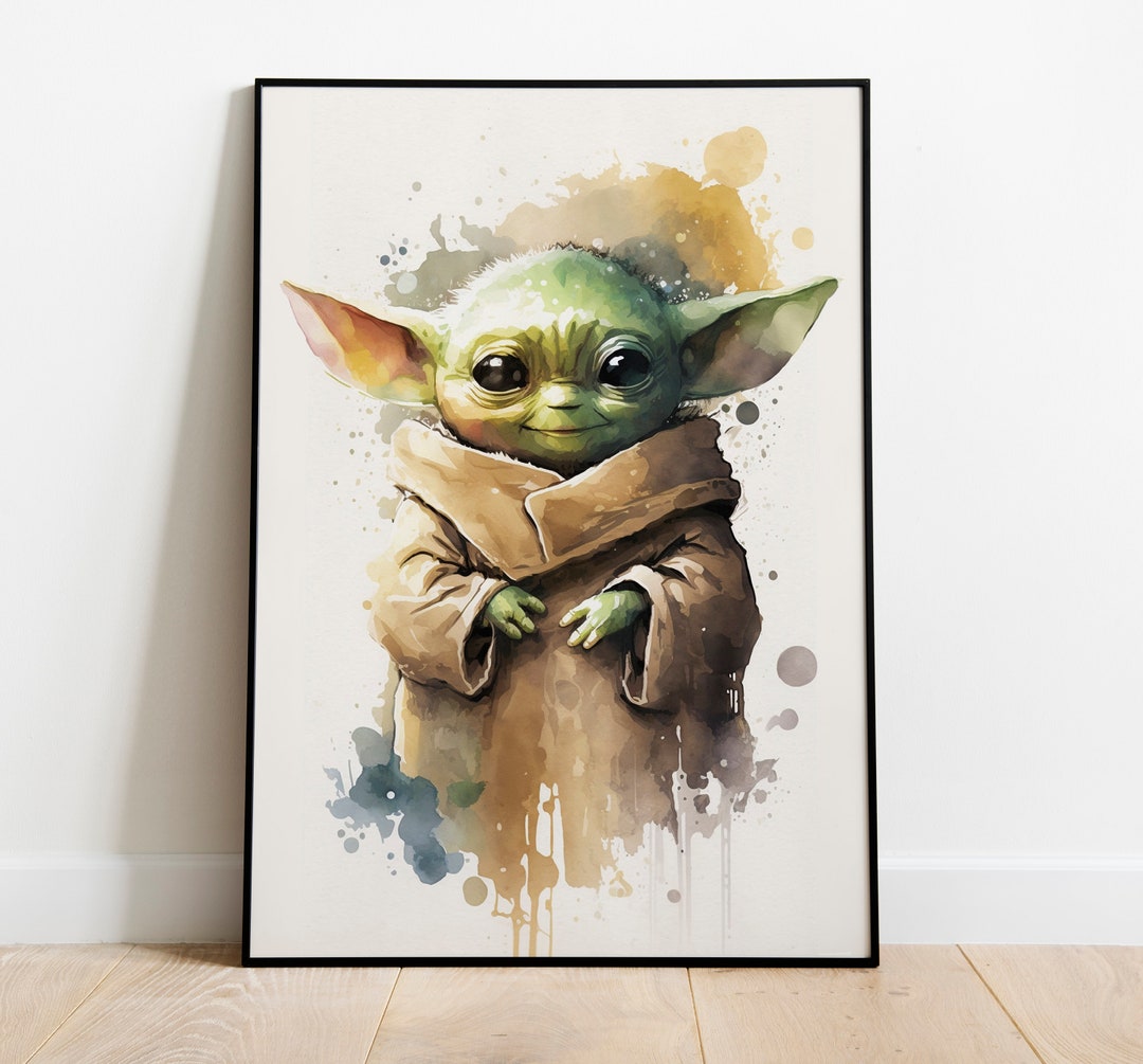 Watercolor Baby Yoda Grogu Poster | Ai-generated Art | Mandalorian ...