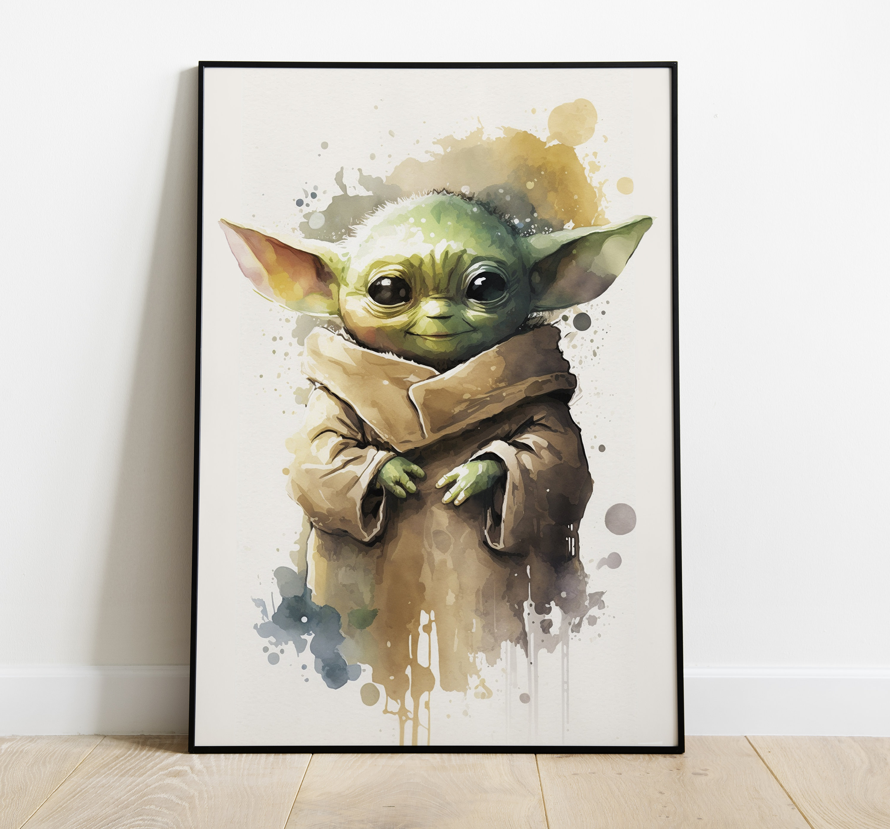 Watercolor Baby Yoda Grogu Poster Ai-generated Art Mandalorian Theme ...