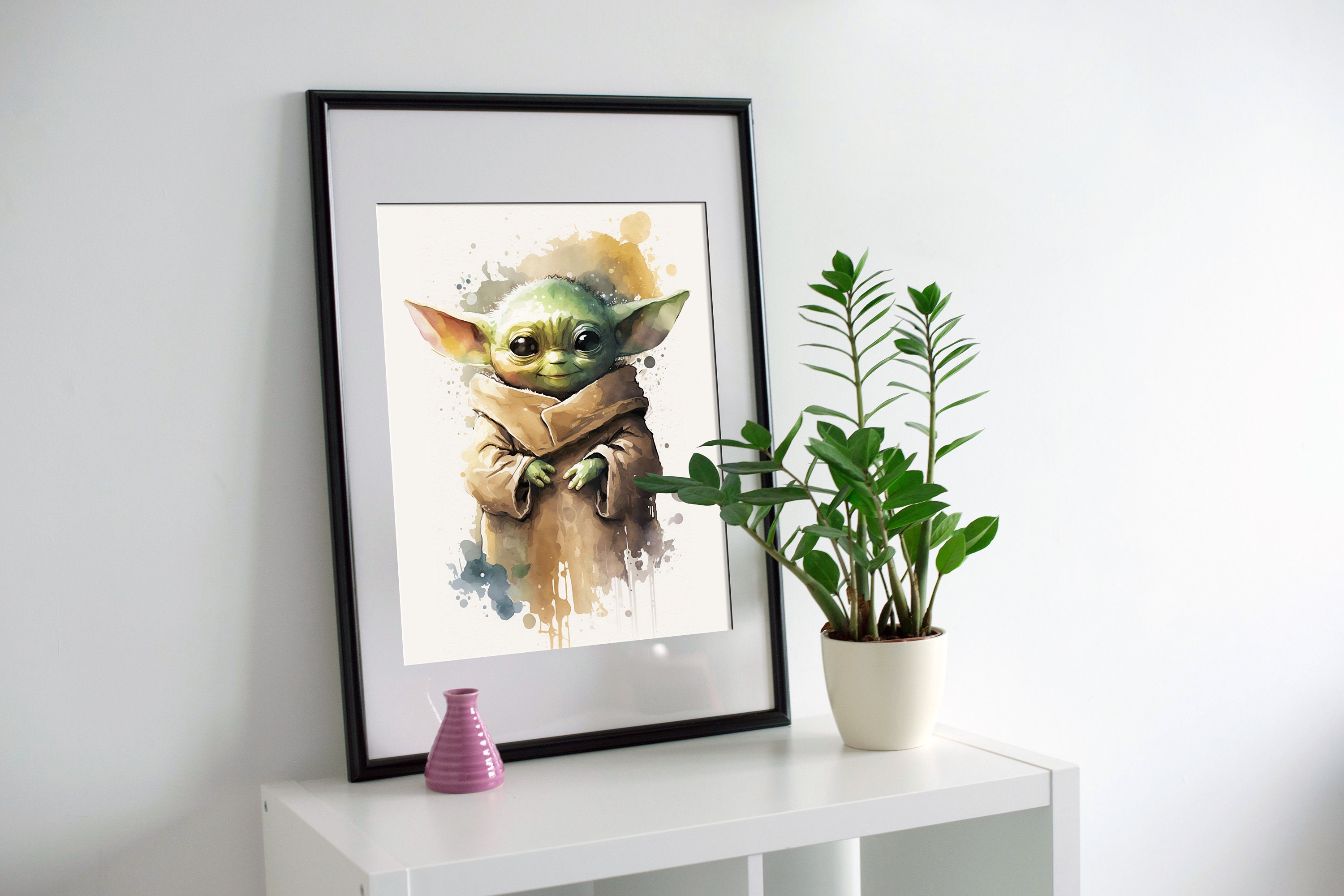 Watercolor Baby Yoda Grogu Poster | Ai-generated Art | Mandalorian ...