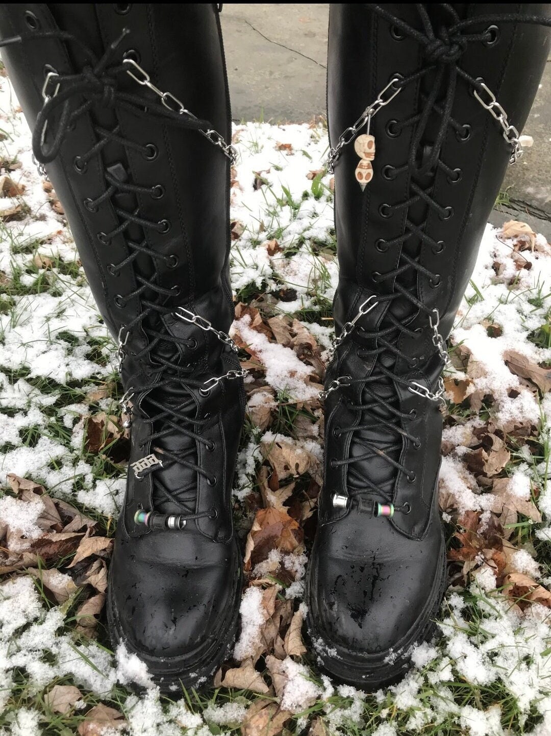 Custom Knee High Punk Boots W Chains - Etsy