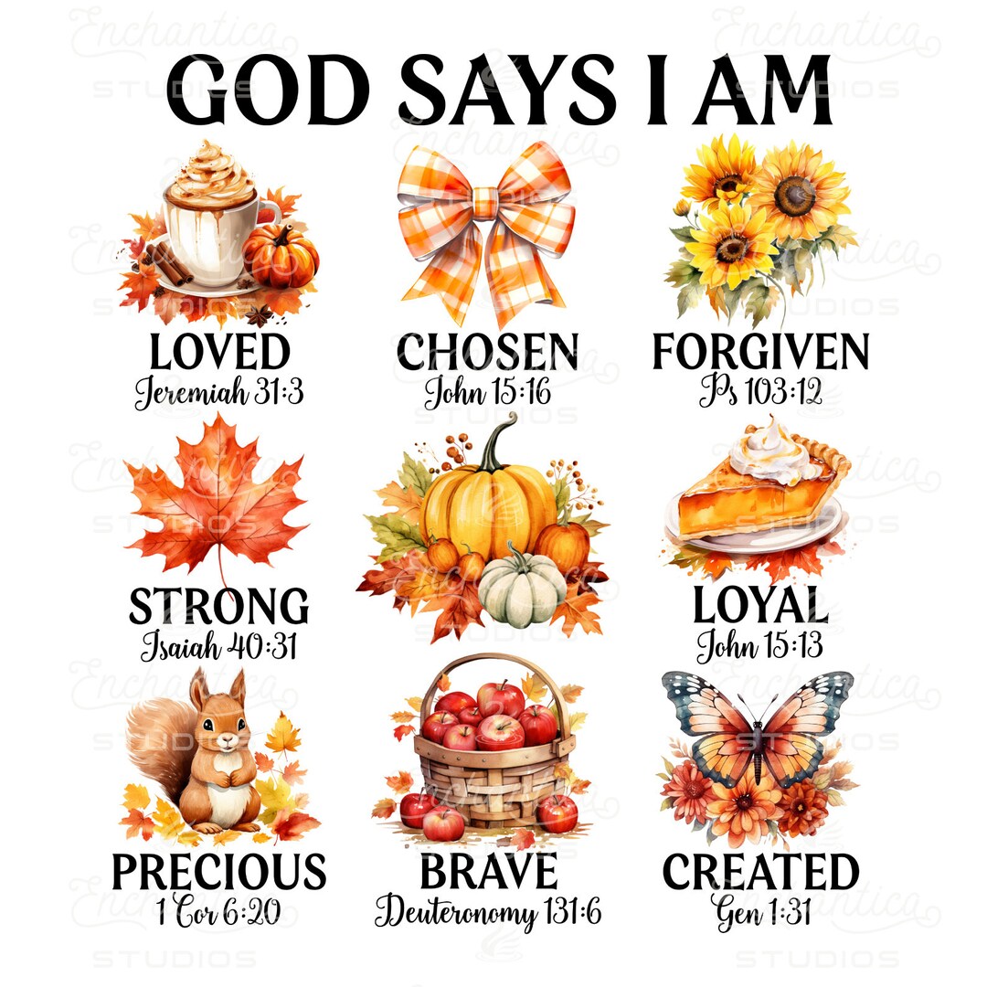 God Says I Am Fall Png,christian Pumpkin Png,,bible Verse Png,christian ...