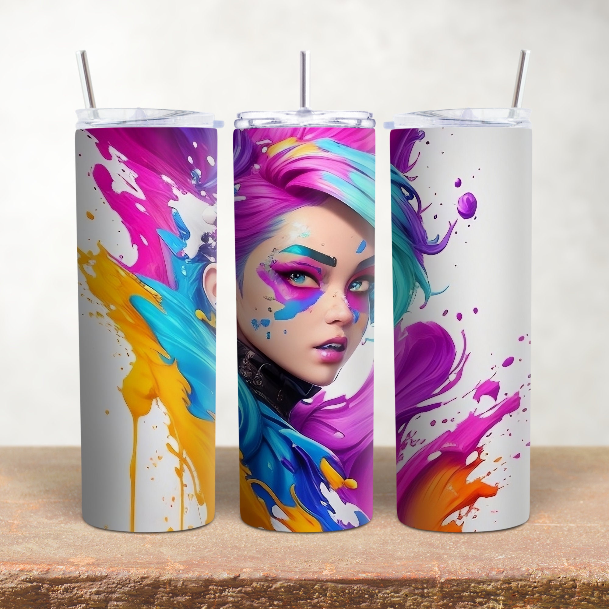 Majestic Girl Paint Splash Digital Download, Tumbler Wrap for Girls, 20 ...