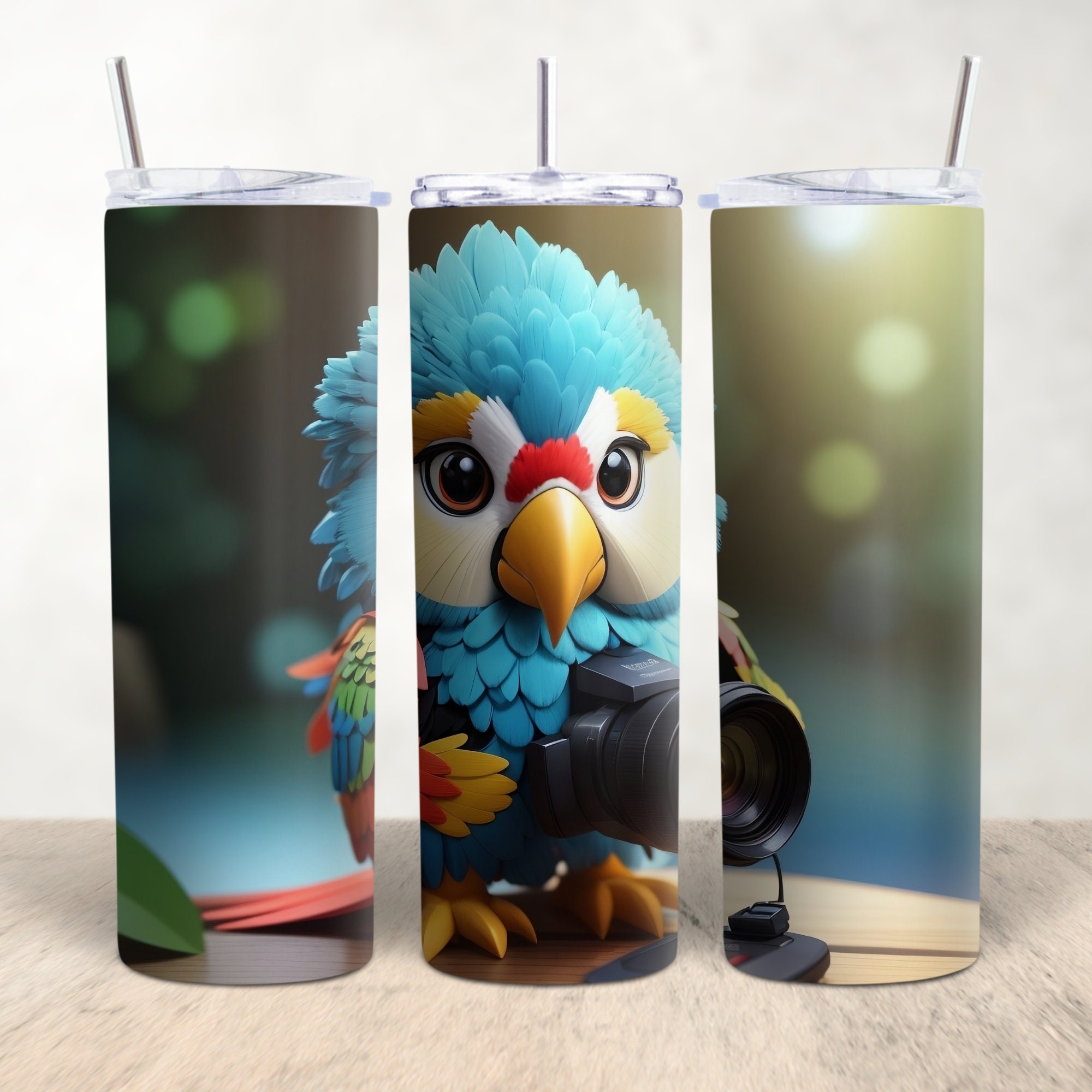 CAMERATOO Cute 20oz Sublimation Tumbler Designs, Cute Parrot With ...