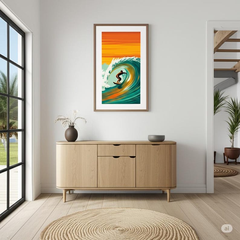 Classic Swell | Poster, Matte Vertical Art Print, Beach Lover Gift ...