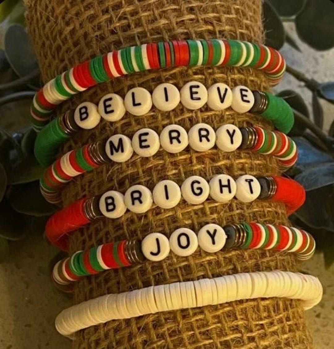 Christmas Bracelets Clay Bead Bracelets Joy Bracelets - Etsy