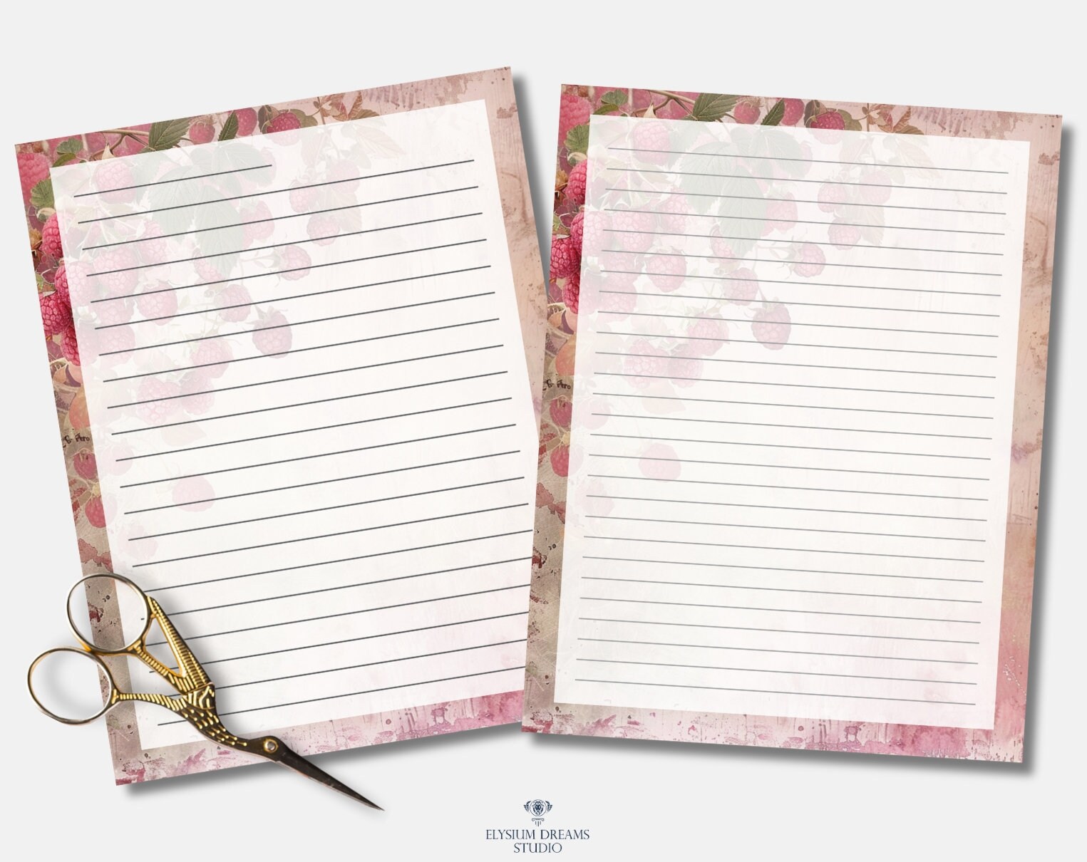 Cottagecore Raspberries Printable Journal Kit, Vintage Junk Journal ...