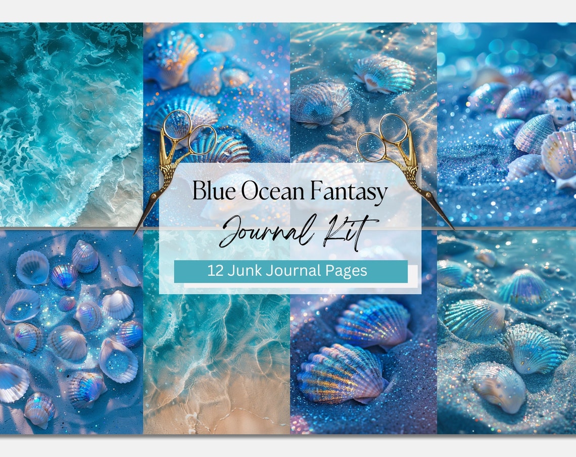 Blue Ocean Fantasy Junk Journal Kit, Printable Art, Wall Art, Aesthetic ...