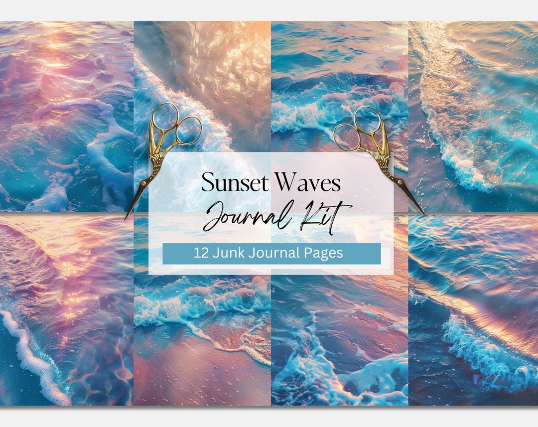 Sunset Waves Junk Journal Kit, Printable Art, Wall Art, Aesthetic Art ...