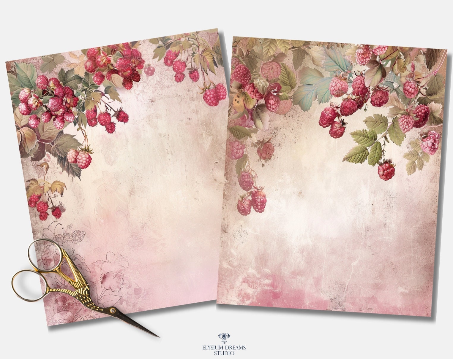 Cottagecore Raspberries Printable Journal Kit, Vintage Junk Journal ...