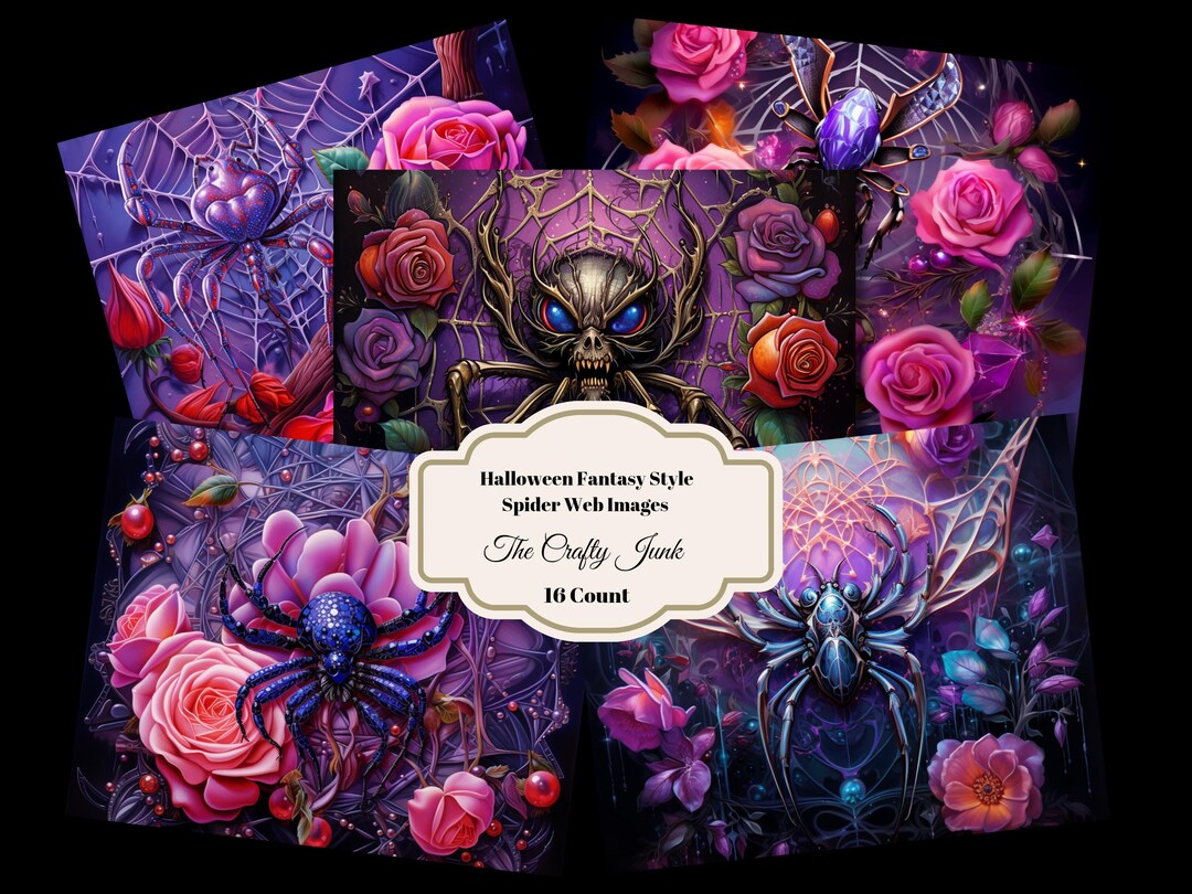 Halloween Fantasy Spider Web Digital Paper - Spooky & Enchanting ...