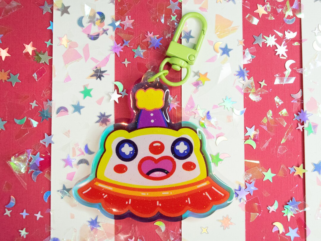 Silly Clown Frog Keychain - Sparkly Acrylic Charm, Clowncore, Kidcore ...