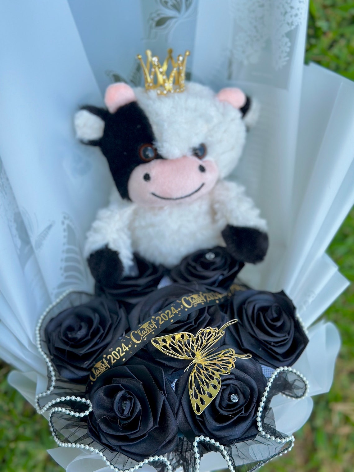 Elegant Grad Eternal Bouquet/ Eternal Roses/preserved Roses/ Graduation Cow Bouquet/ Ramo Para ...