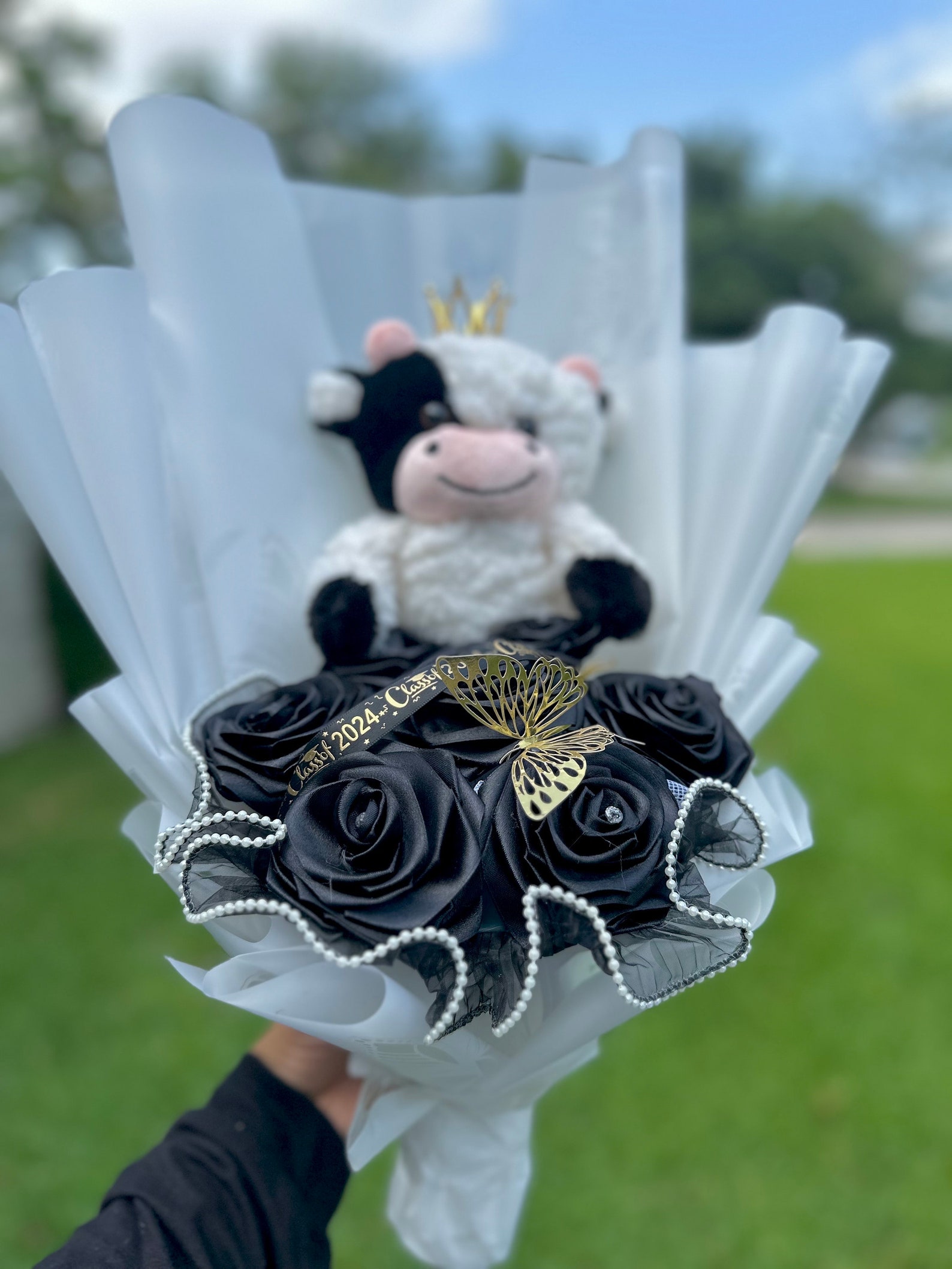 Elegant Grad Eternal Bouquet/ Eternal Roses/preserved Roses/ Graduation Cow Bouquet/ Ramo Para ...