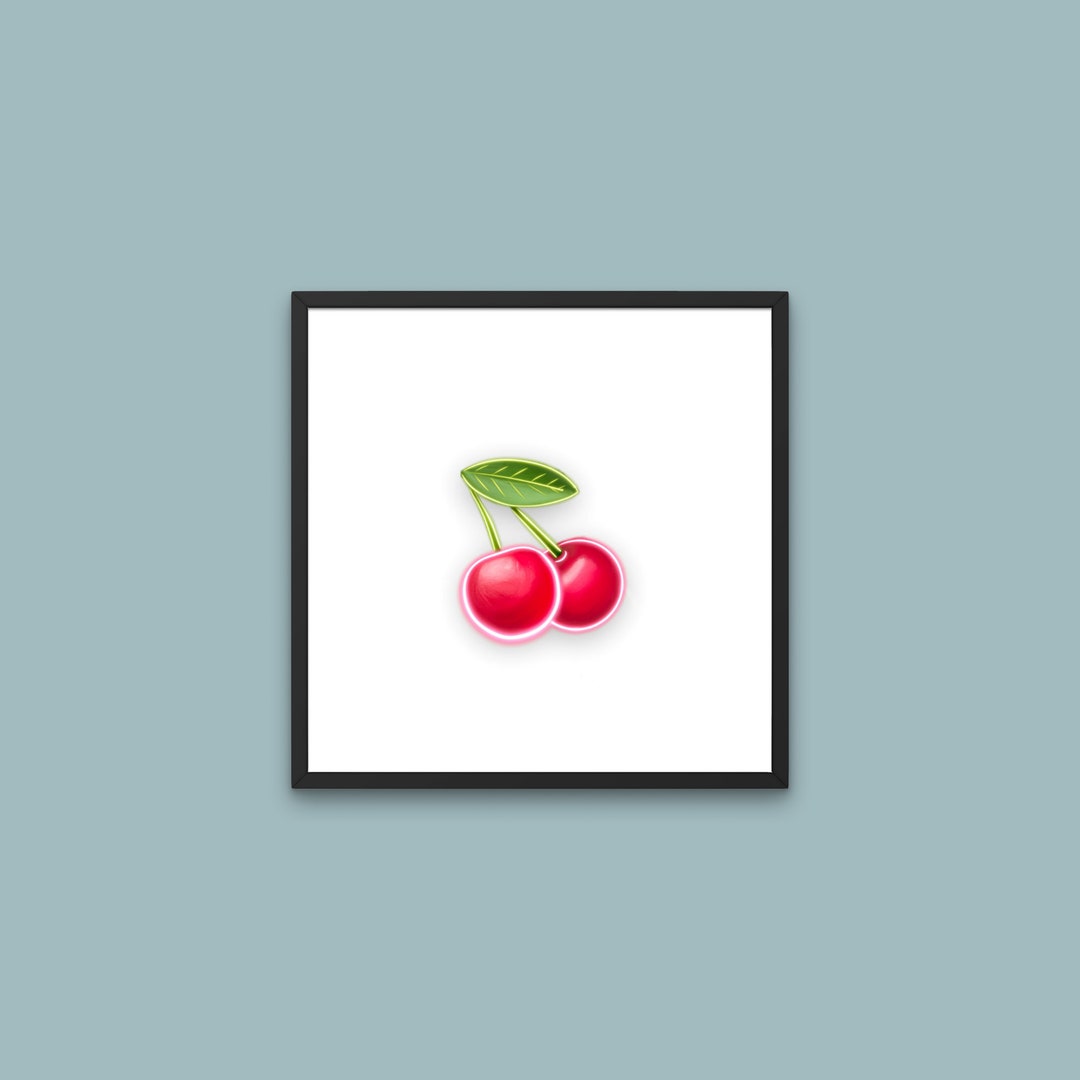 Neon Cherries Emoji Art Print | Digital Download - Etsy