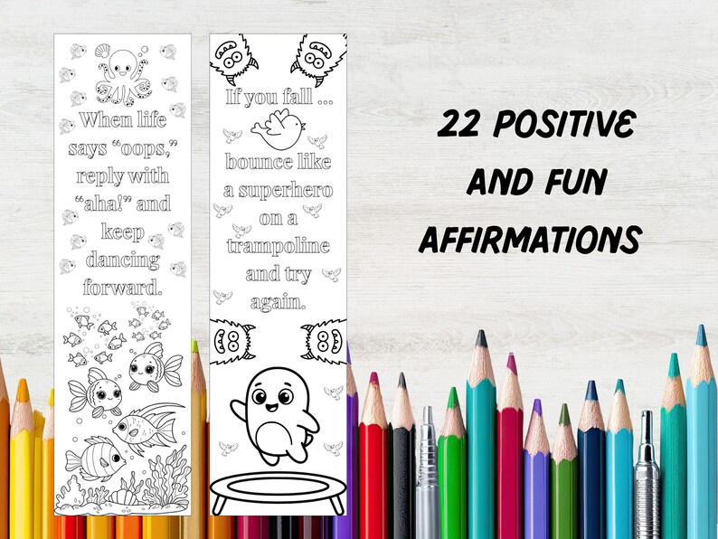 Coloring Bookmarks for Kids, Positive Affirmation Printable, DIY Craft ...