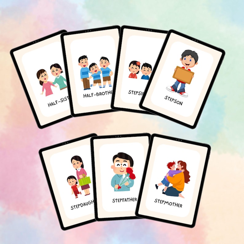 Family Members Flashcards | Printable Family Tree Learning Cards | Kids ...